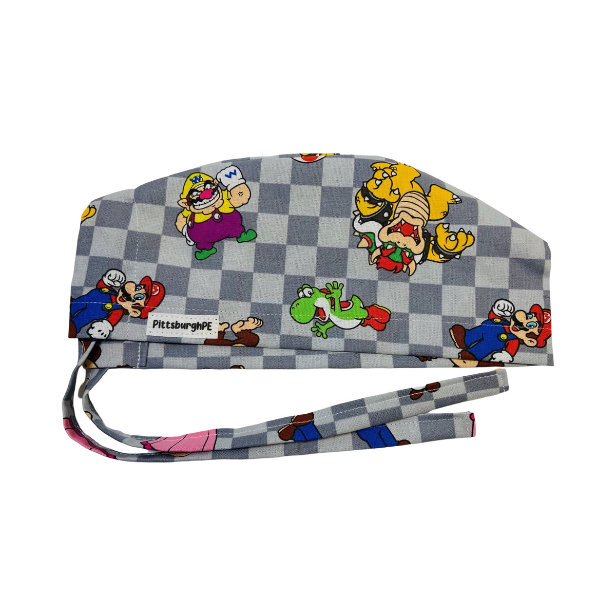 Character scrub cap (made with licensed Mario fabric) – PittsburghPE