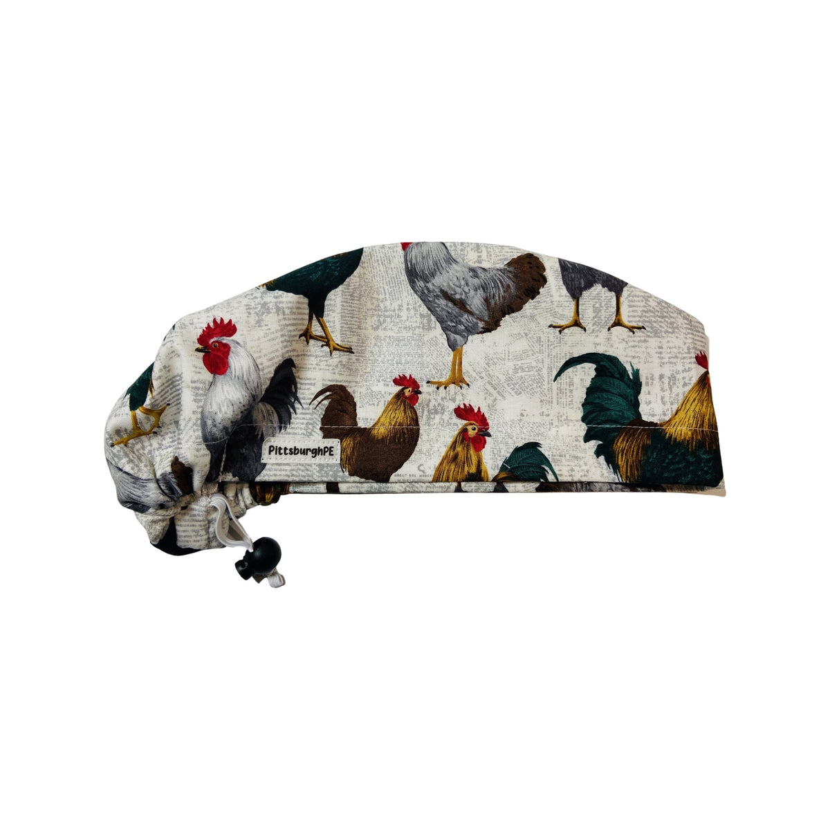 Farm chickens on newspaper scrub cap – PittsburghPE